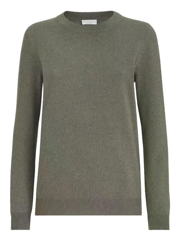 Brunello Cucinelli Cashmere Sweater With Monili Embellishment - Green