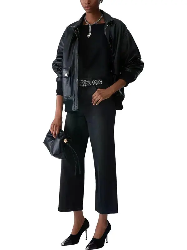 Liu Jo Cropped Flare Jeans With Whiskering And Distressing - Black