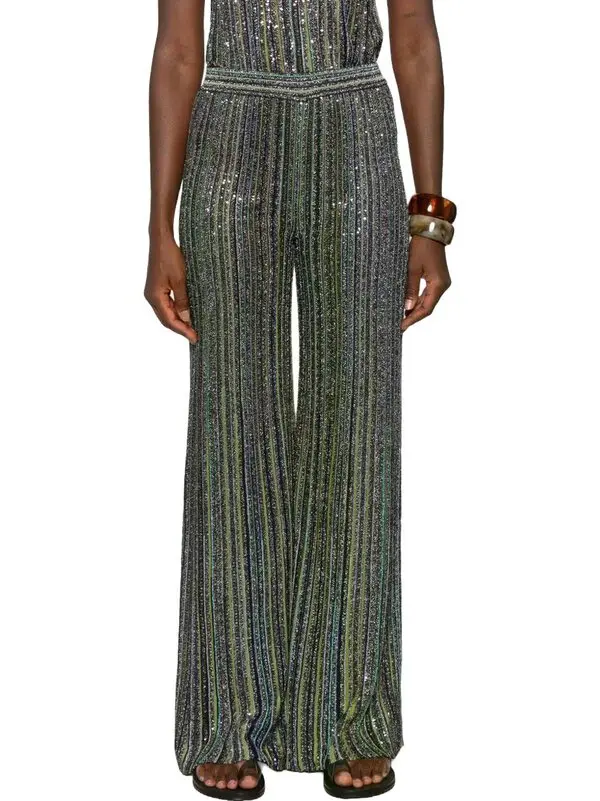 Missoni Sequin Embellished Striped Palazzo Pants - Blue
