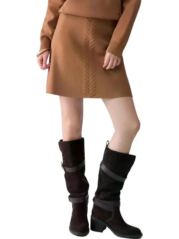 Liu Jo Knit Mini Skirt With Braided Details - Neutrals