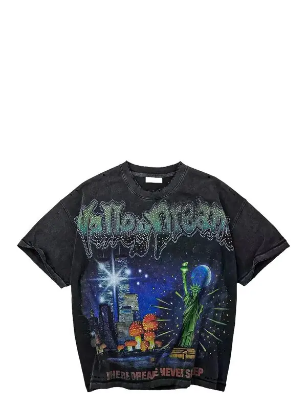 VALE FOREVER Graphic-print Distressed T-shirt - Black