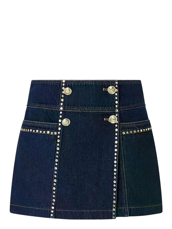 Liu Jo Embellished High-waisted Denim Skort - Blue