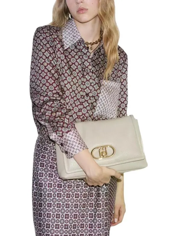 Liu Jo Lapuffy Large Shoulder Bag With Jewel Chain - Neutrals