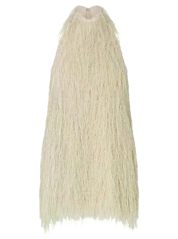 Liu Jo Short Fringed Halterneck Dress - Neutrals
