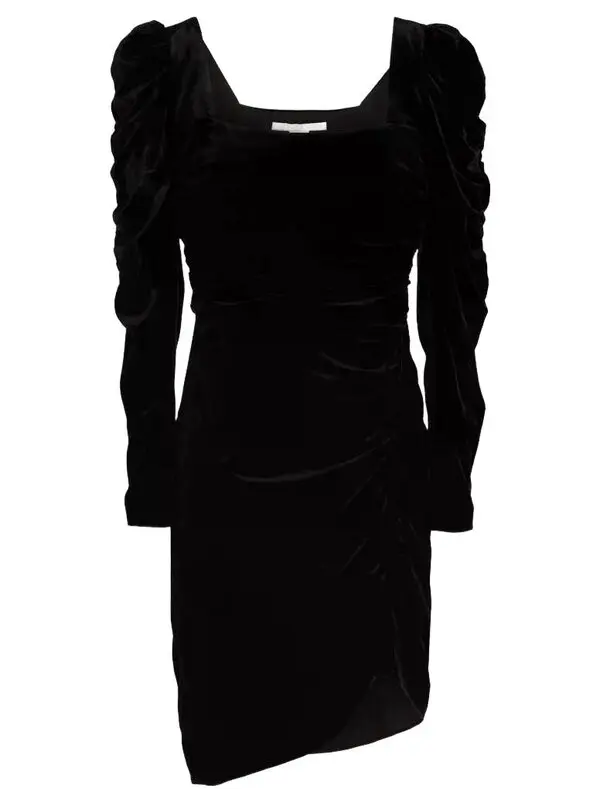 Veronica Beard Ruched Velvet Mini Dress - Black