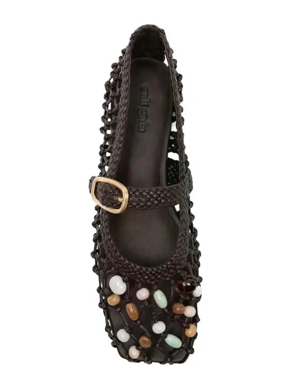 Cult Gaia Mercier Embellished Ballet Flats - Brown