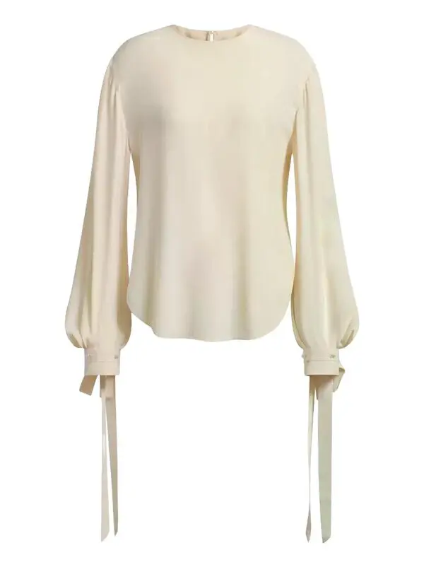 Alberta Ferretti Tie-cuff Long Puff Sleeve Blouse - Neutrals