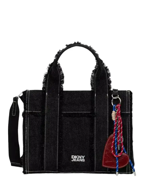 Dkny Frayed Edge Denim Tote Bag - Black