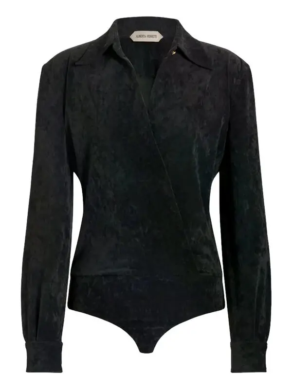 Alberta Ferretti Long Sleeve Wrap Bodysuit - Grey