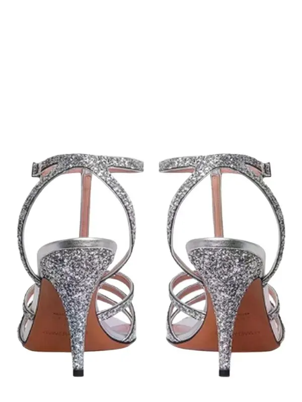 Zimmermann Glitter-detail Leather T-bar Sandals - Silver