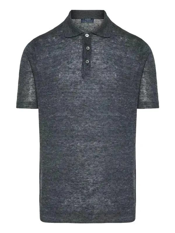 BARBA NAPOLI Short-sleeve Knit Polo Shirt - Grey