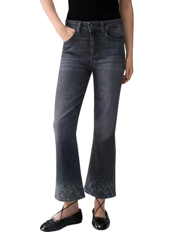 Liu Jo Bootcut Jeans With Rhinestone Embellishments - Grey