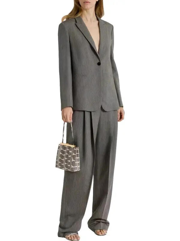 Alberta Ferretti Pinstripe Single-breasted Blazer - Grey