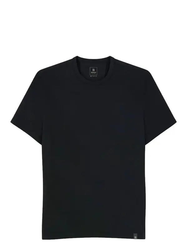 Boggi Milano T-shirt In Diagonal Cotton-blend Jersey B-tech - Black