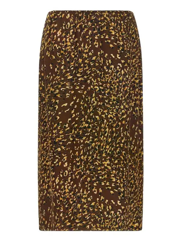 TWINSET Animal Print Midi Skirt - Brown