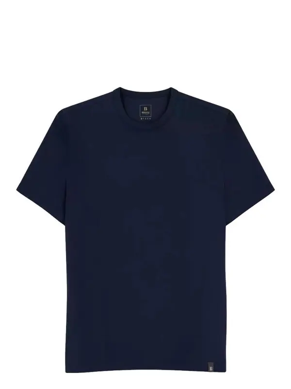 Boggi Milano T-shirt In Diagonal Cotton-blend Jersey B Tech - Blue