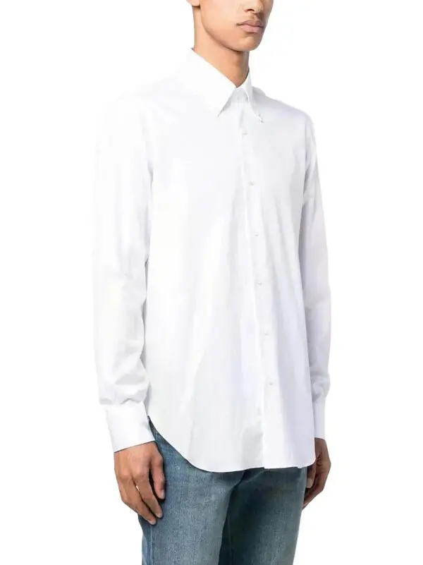 BARBA NAPOLI Button-down Long-sleeve Shirt - White