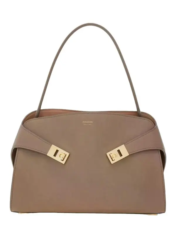 FERRAGAMO Medium Hug Soft Gancini-buckle Handbag - Neutrals