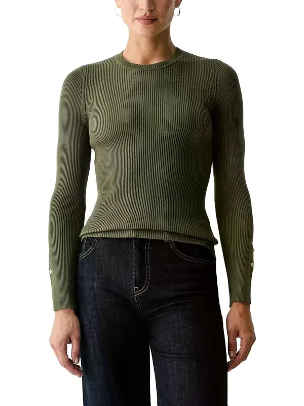 Guess Ribbed Knit Long Sleeve T-shirt - Green