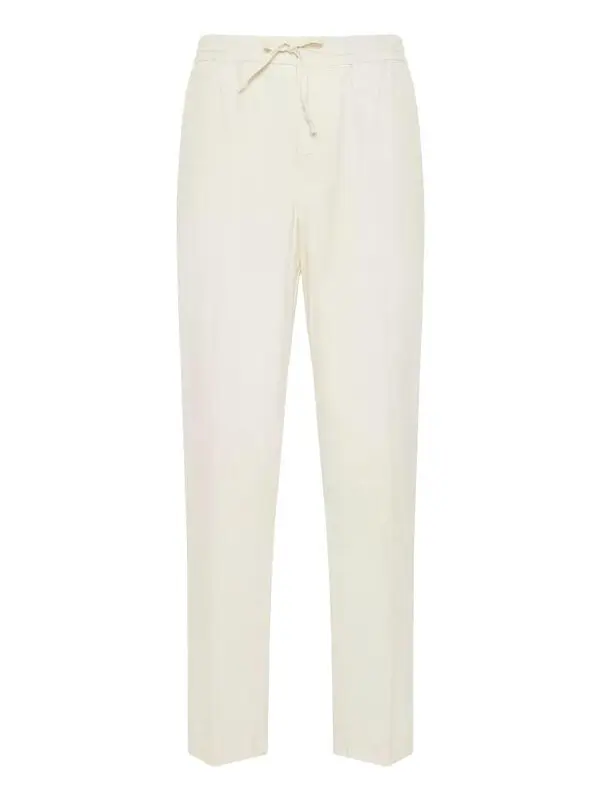 Canali Drawstring Waistband Straight-leg Trousers - White