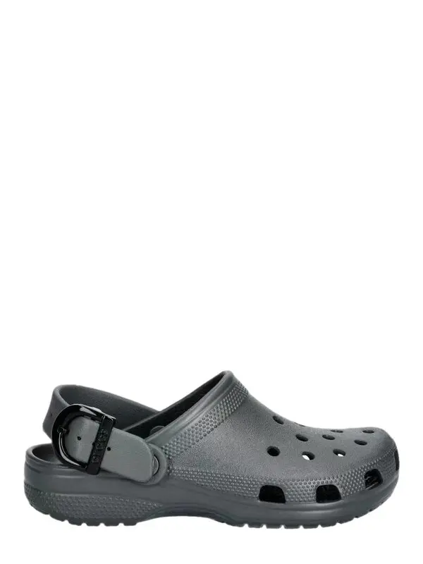 CROCS Perforated Buckle-strap Mules - Grey