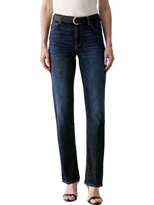 Guess Logo Plaque Straight-leg Jeans - Blue