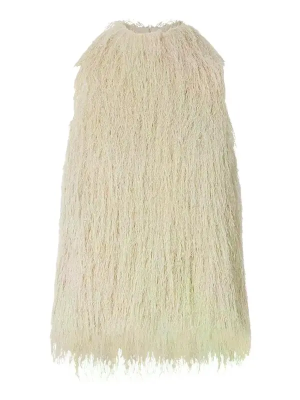Liu Jo Embellished Fringe High Neck Top - Neutrals