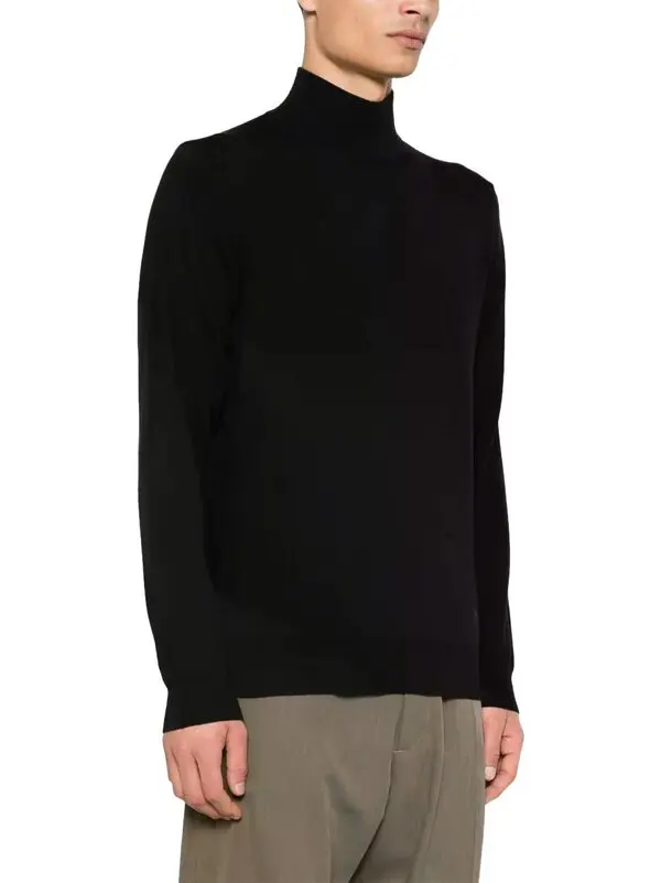 Corneliani Roll-neck Embroidered-logo Sweater - Black