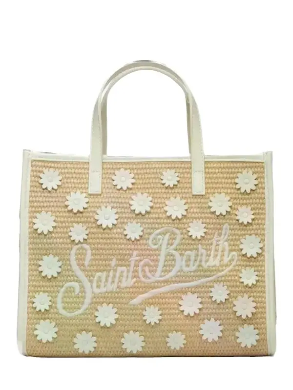 MC2 SAINT BARTH Vivian Floral Appliqué Shoulder Bag - Neutrals
