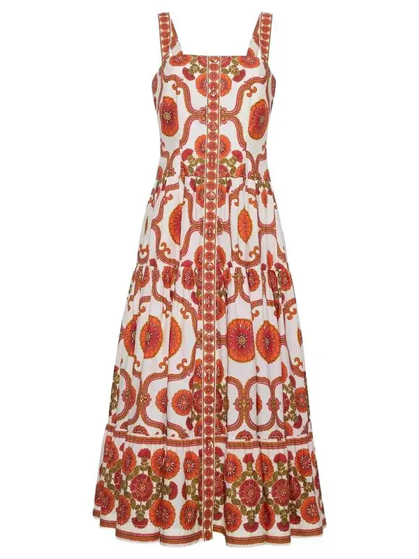 Cara Cara Margarita Tiered Floral-print Dress - Neutrals