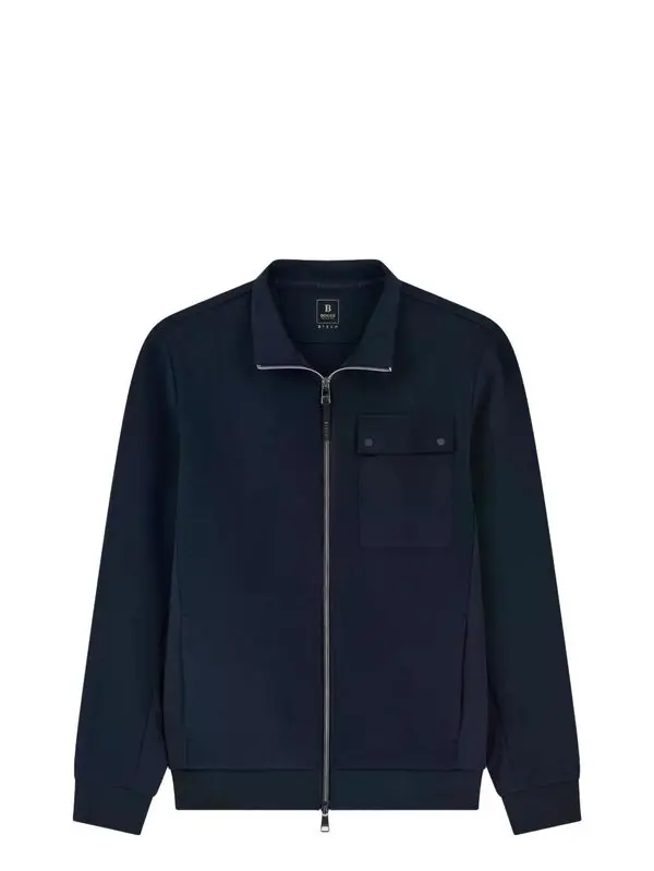 Boggi Milano Full-zip Sweatshirt In Cotton Blend Scuba B Tech - Blue