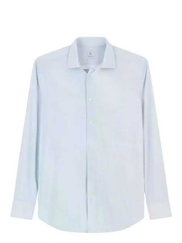 Boggi Milano Shirt Micro Patterned Nylon Stretch Slim Fit B Tech - Blue