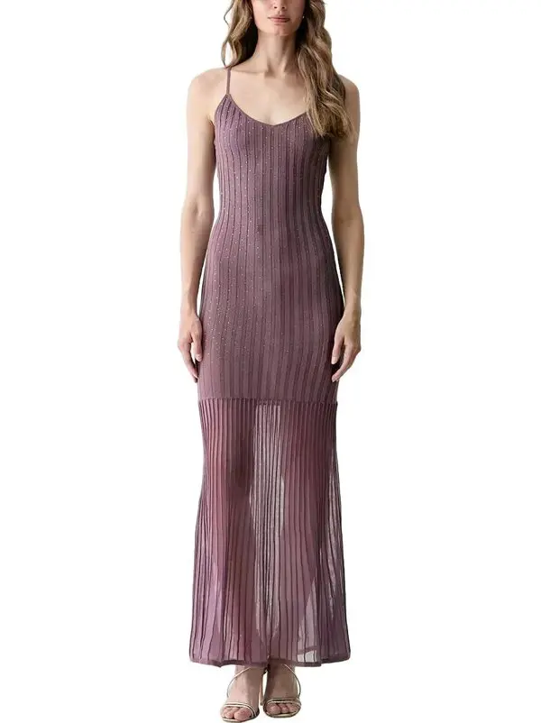Guess Rhinestone Embellished V-neck Maxi Dress - Purple