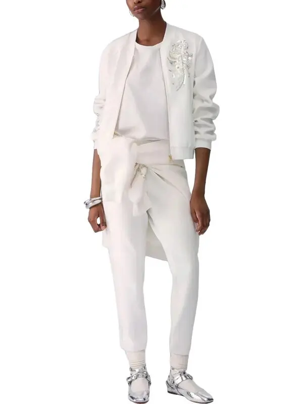 Liu Jo Zip-up Sweatshirt With Floral Jewel Embellishment - White
