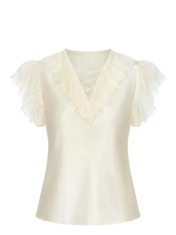 Ulla Johnson Ruffled Silk Blouse - Neutrals