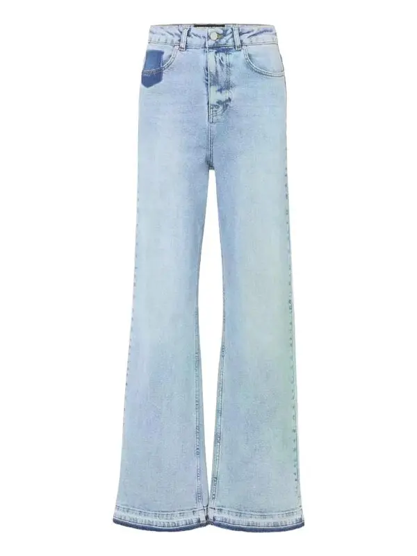 Iceberg Patch Detail Wide-leg Jeans - Blue