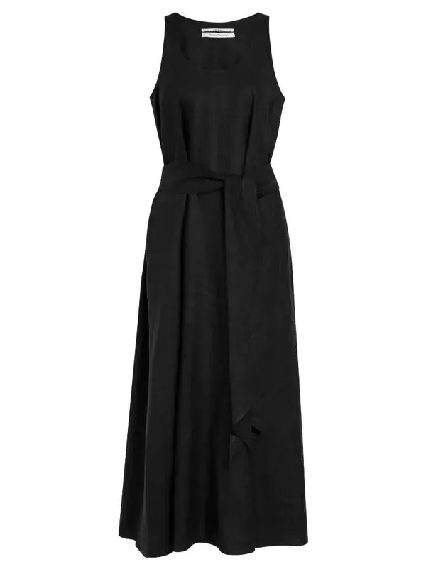 Another Tomorrow Belted Midi Dress - Black