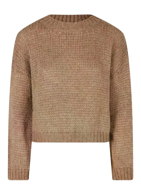 ROBERTO COLLINA Chunky Knit Crew Neck Sweater - Brown