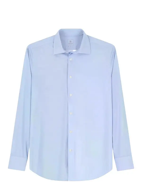 Boggi Milano Shirt Slim-fit Stretch-nylon Herringbone B Tech - Blue