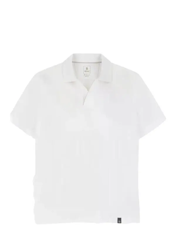 Boggi Milano Polo In Stretch Cotton Blend Piqué Cool Jade-fresh - White