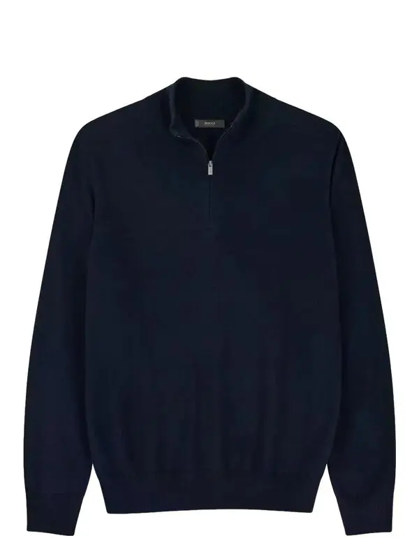 Boggi Milano Extra-fine Merino Wool Quarter-zip Jumper - Blue