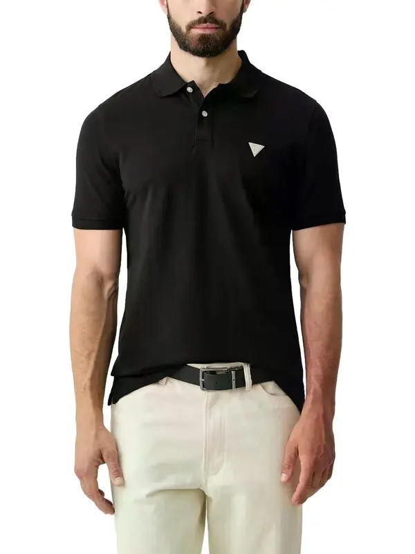 Guess Logo-patch Polo Shirt - Black
