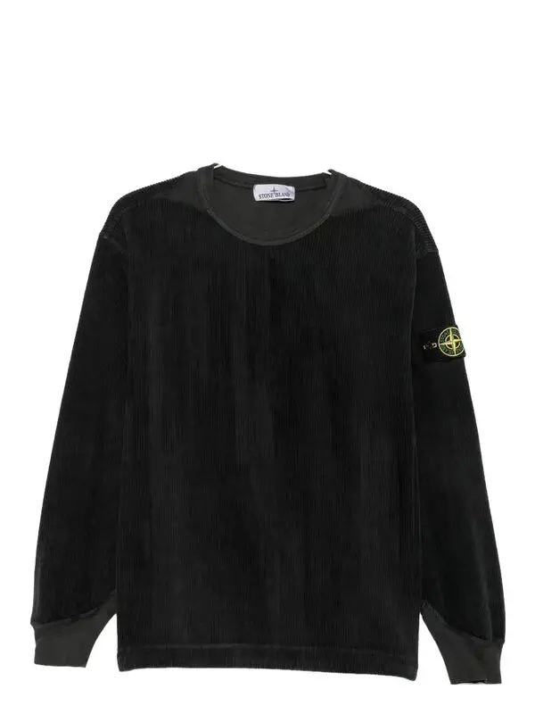 Stone Island Corduroy Textured Crew Neck Sweater - Grey