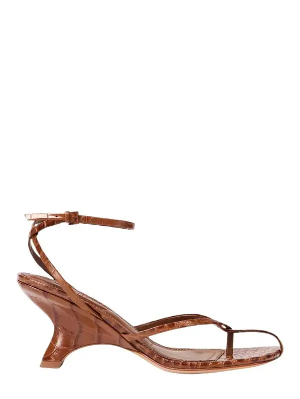 Simkhai Croc-effect Kelsey Sandals - Brown