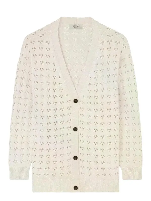 RETORI Retroi V-neck Openwork-stitch Cardigan - Neutrals