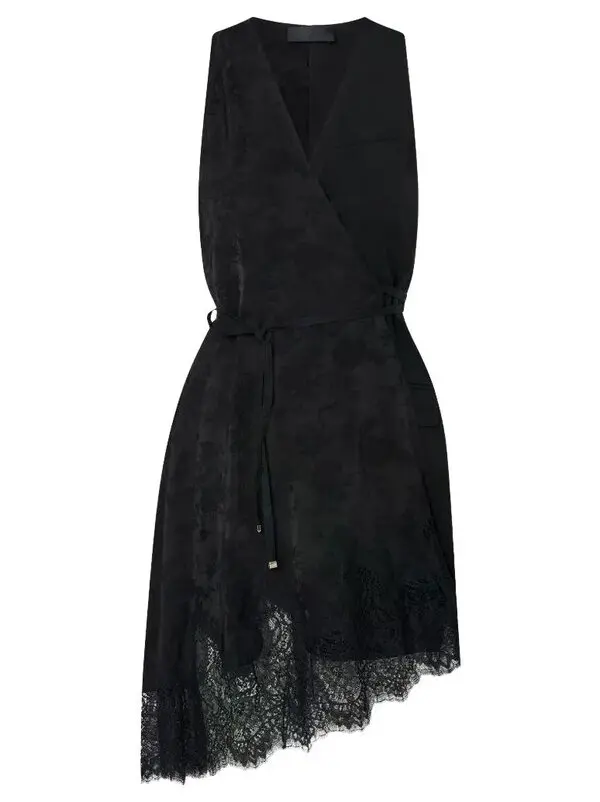 Liu Jo Short Jacquard And Lace Mini Dress - Black