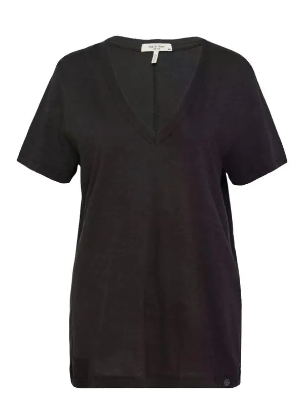 Rag & Bone Slub Texture V-neck T-shirt - Black