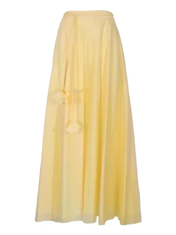 HANITA Floral Appliqué Chiffon Maxi Skirt - Yellow