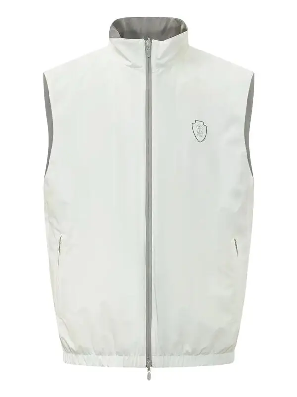 Brunello Cucinelli Bonded Logo-embroidered Reversible Gilet - White