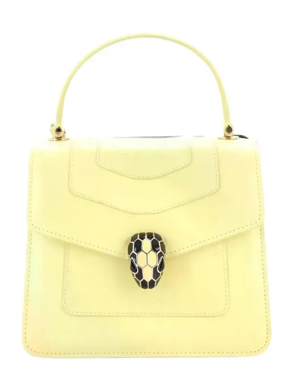 BVLGARI Serpenti Forever Top Handle Bag Leather Small Satchel - Yellow